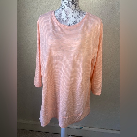 Lands' End | Tops | Lands End Peach Striped Popover Top | Poshmark